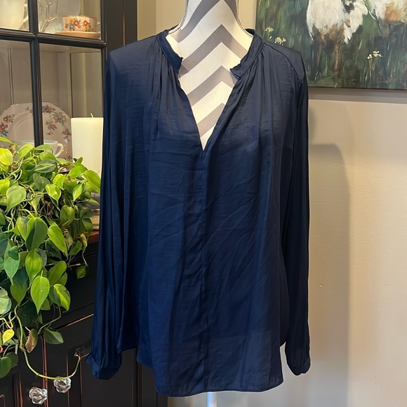 GAP | Tops | Pretty Navy Blue Blouse From Gap | Poshmark